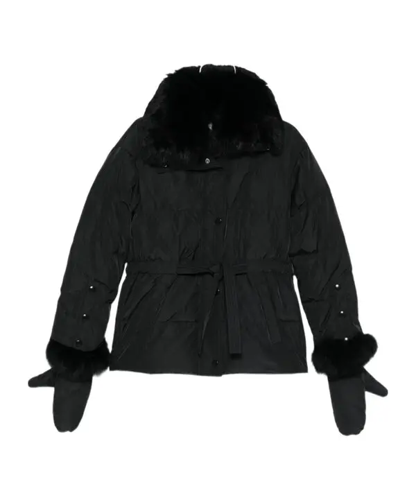 YVES SALOMON Quilted Down Jacket With Fur Trim And Drawstring Waist - No
