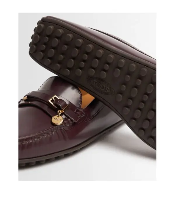 TOD'S Gommino Leather Loafers With Gold-tone Buckle - Black