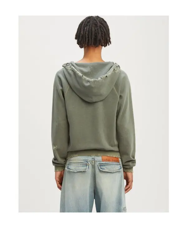 Palm Angels Logo Printed Distressed Hoodie
