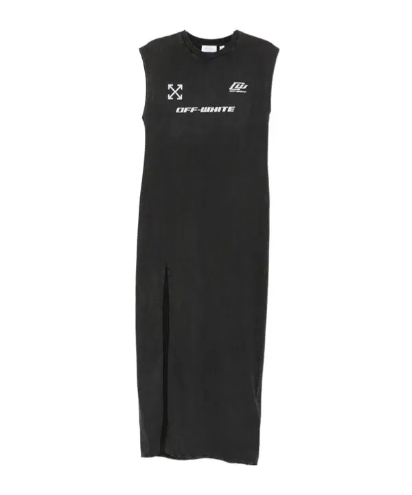 Off-White Logo Jersey Maxi Dress - Black
