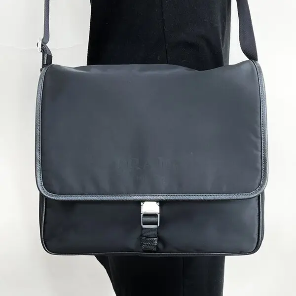 Prada Logo Shoulder Bag - Black