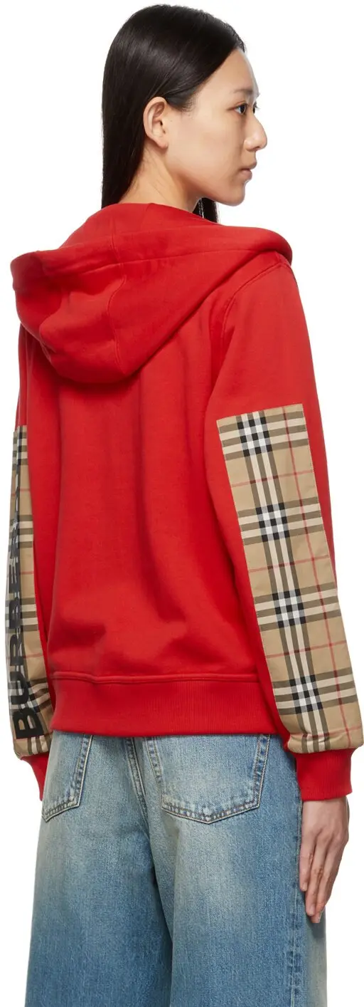 Burberry Checked Hooded Zip-up Sweatshirt