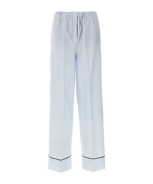Prada Striped Straight Leg Trousers - Light Blue