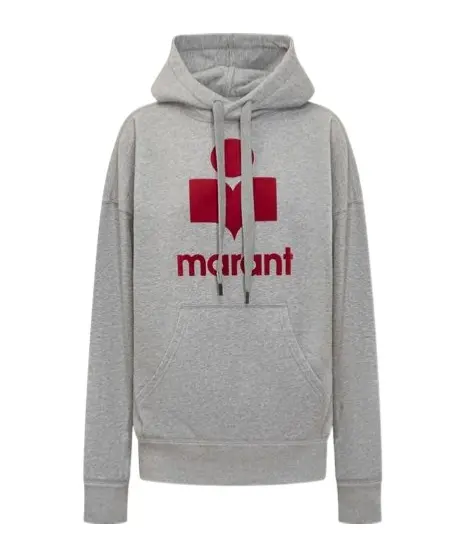 Isabel Marant Étoile Logo Print Drawstring Hoodie - Grey