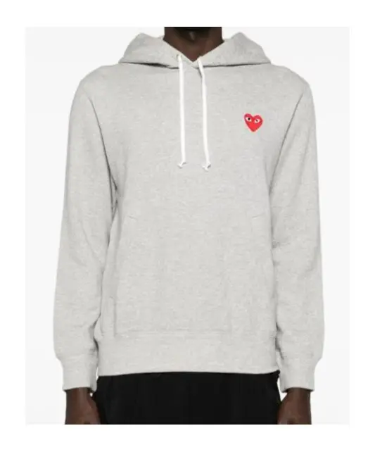 Comme Des Garçons Heart Logo Hoodie - White