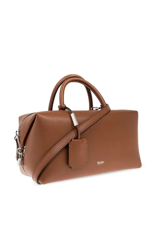 Max Mara Logo Stamp Zip-up Tote Bag - Brown
