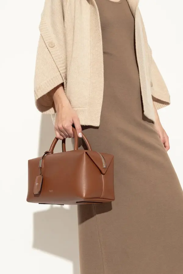 Max Mara Logo Stamp Zip-up Tote Bag - Brown