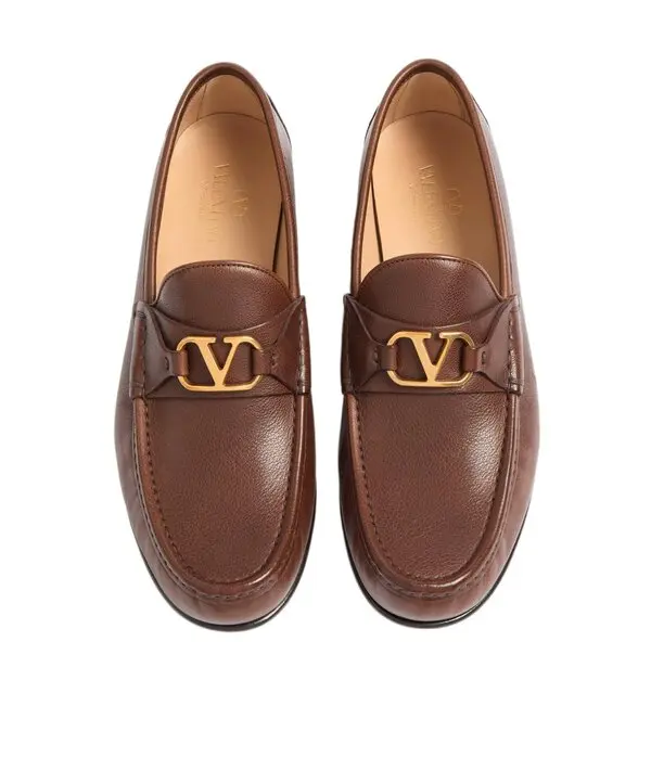 Valentino Garavani Vlogo Signature Slip-on Loafers - Bark Brown