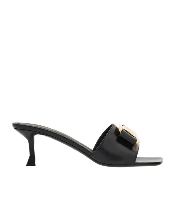FERRAGAMO Bow Detail Slip-on Kitten Heel Sandals