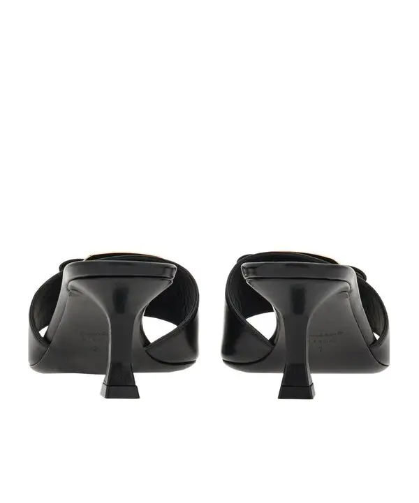 FERRAGAMO Bow Detail Slip-on Kitten Heel Sandals
