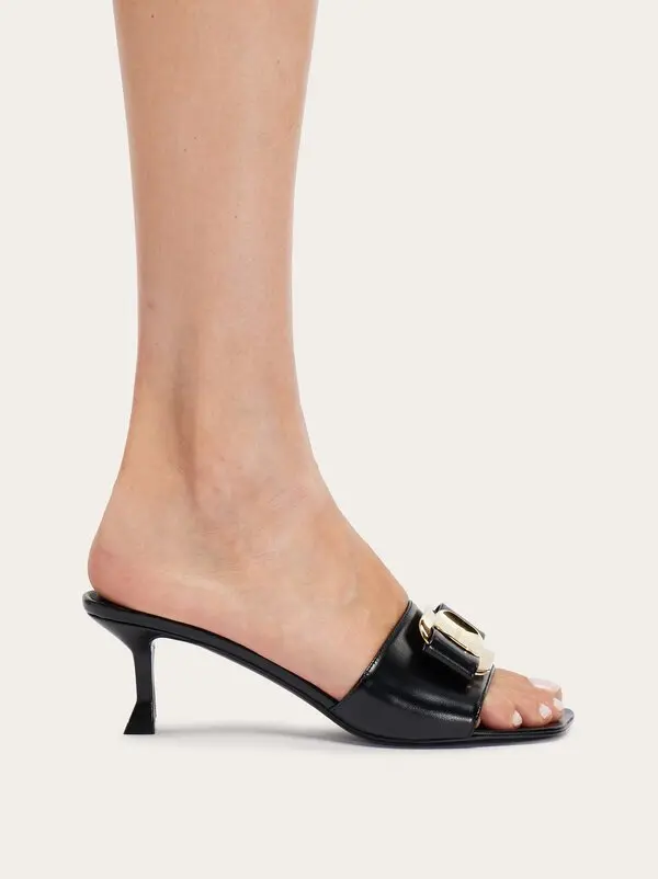 FERRAGAMO Bow Detail Slip-on Kitten Heel Sandals