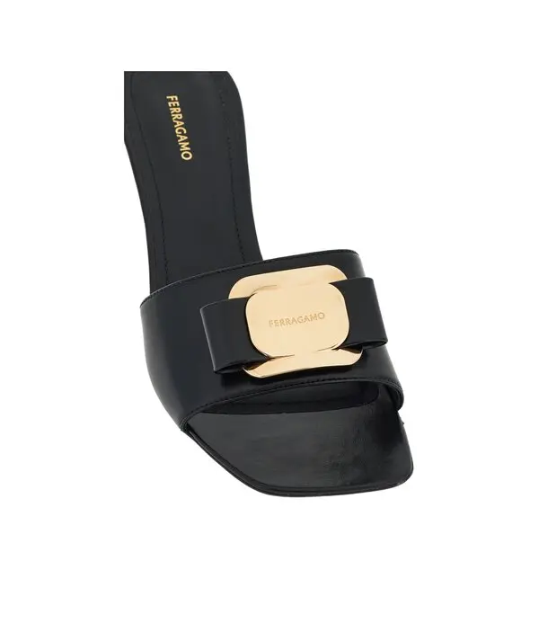 FERRAGAMO Bow Detail Slip-on Kitten Heel Sandals