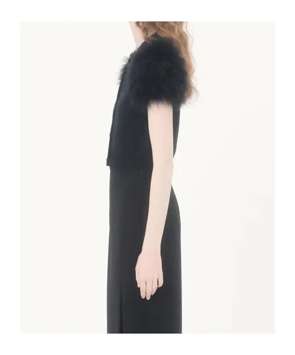 Valentino Garavani Crewneck Short Sleeve Knitted Cardigan With Feather Detail