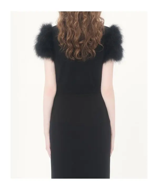 Valentino Garavani Crewneck Short Sleeve Knitted Cardigan With Feather Detail