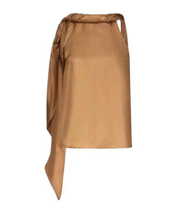 Loulou De Saison Wilma Twisted Neck Top - Nude