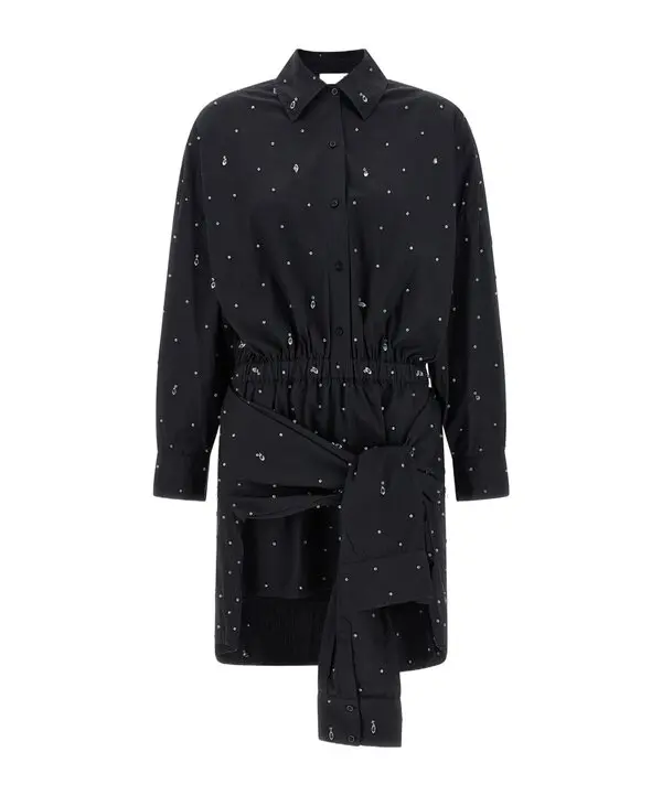 Giuseppe Di Morabito Embellished Long-sleeve Shirt Dress - Black