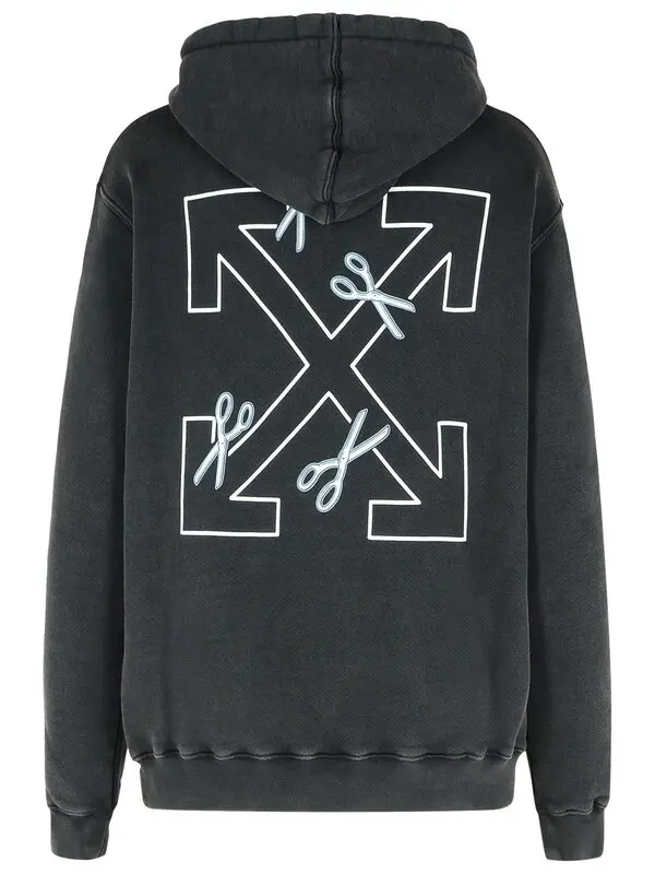 Off-White Logo Embroidered Drawstring Hoodie - Black