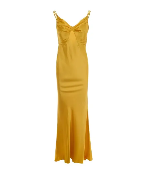 Elisabetta Franchi Draped Satin Maxi Dress