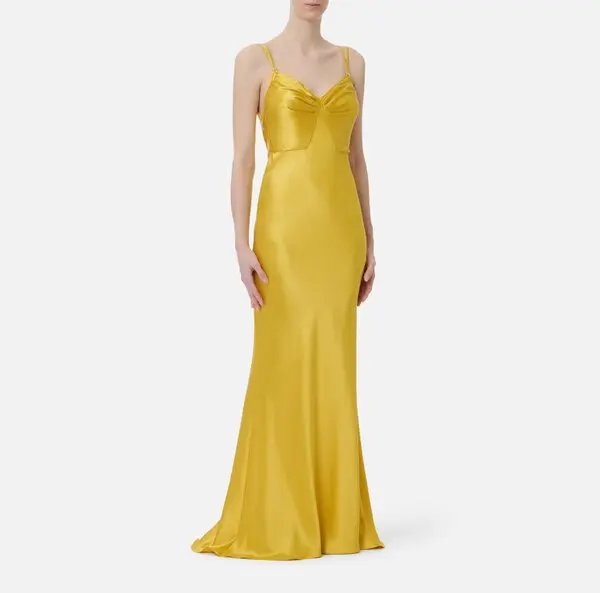 Elisabetta Franchi Draped Satin Maxi Dress