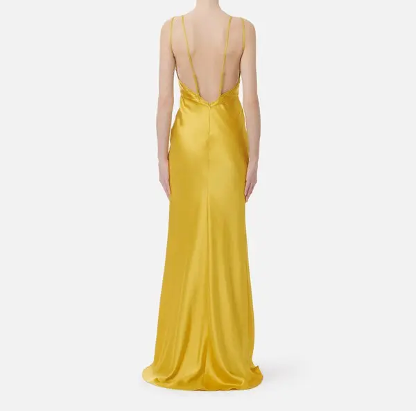 Elisabetta Franchi Draped Satin Maxi Dress