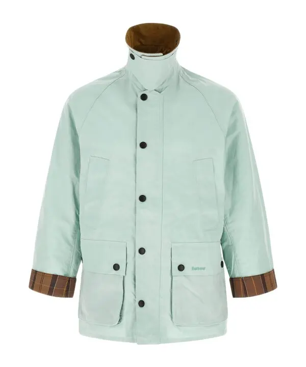 Barbour Long-sleeved Jacket With Corduroy Collar And Logo Embroidery - Green