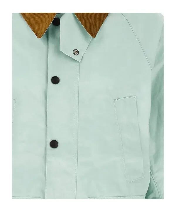Barbour Long-sleeved Jacket With Corduroy Collar And Logo Embroidery - Green