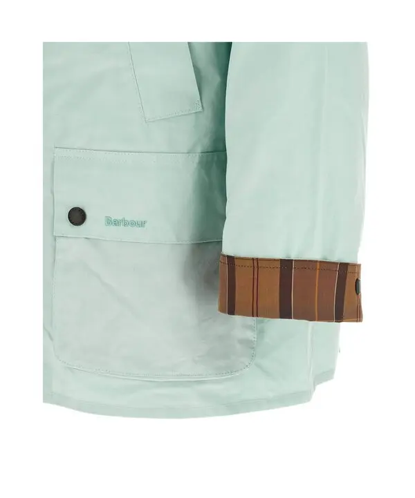 Barbour Long-sleeved Jacket With Corduroy Collar And Logo Embroidery - Green