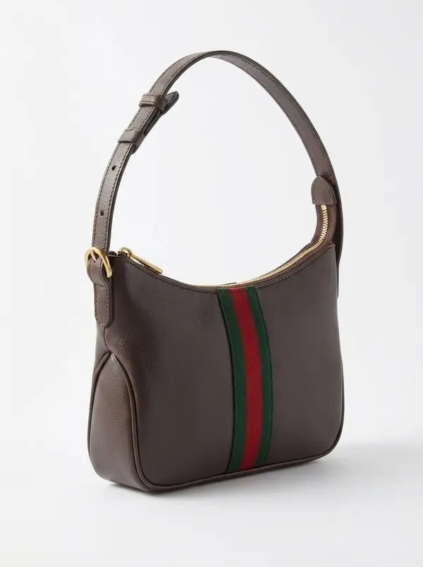 Gucci Web Stripe Shoulder Bag - Dark Brown