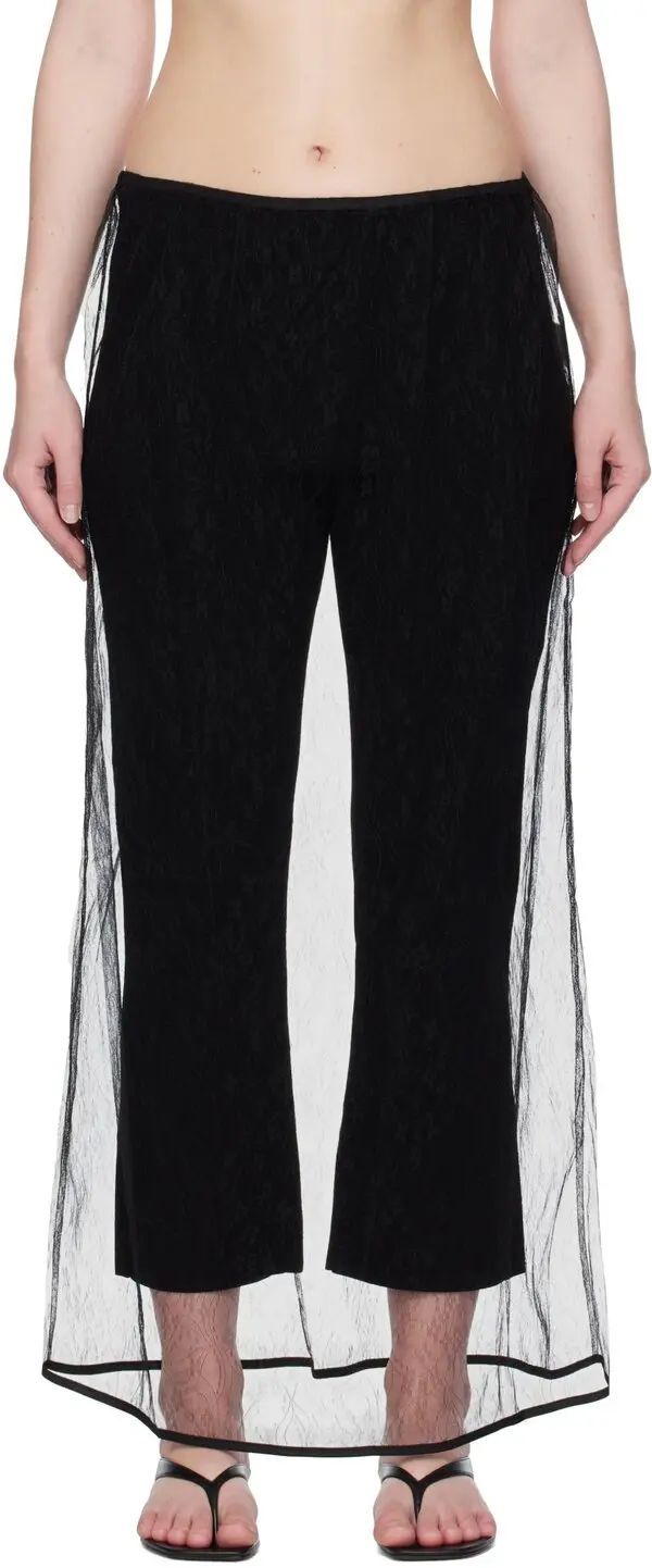 AMOMENTO Sheer Lace Maxi Skirt