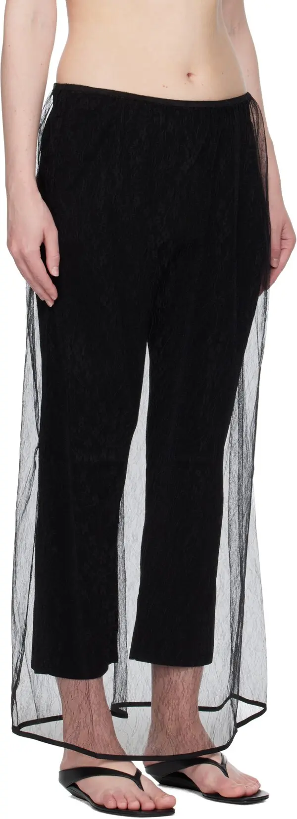 AMOMENTO Sheer Lace Maxi Skirt