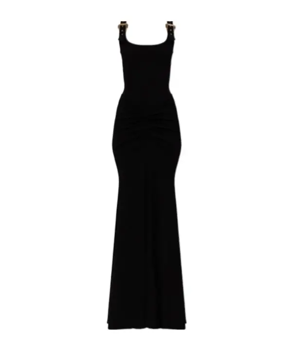 Versace Buckled Ruched Maxi Dress