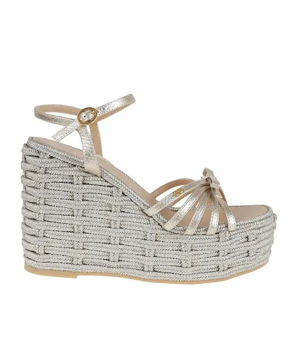 Valentino Garavani Vlogo Signature Bow Detailed Wedge Espadrilles