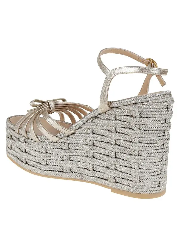 Valentino Garavani Vlogo Signature Bow Detailed Wedge Espadrilles