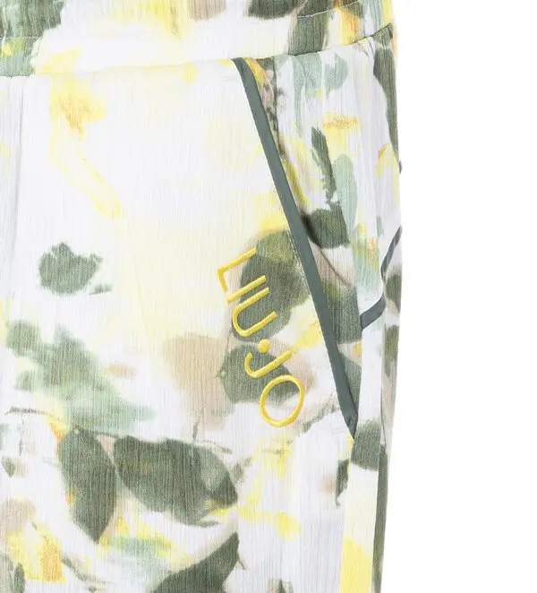 Liu Jo Printed Drawstring Wide Leg Trousers - White