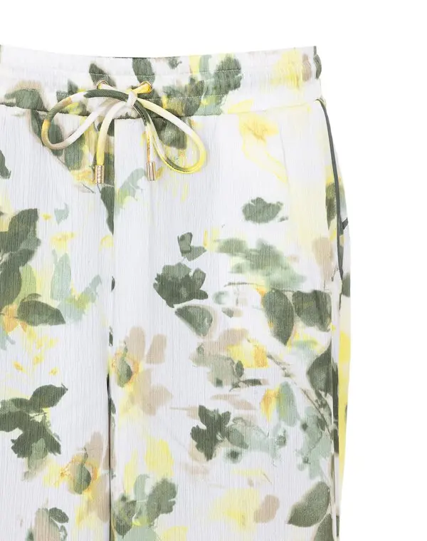 Liu Jo Printed Drawstring Wide Leg Trousers - White
