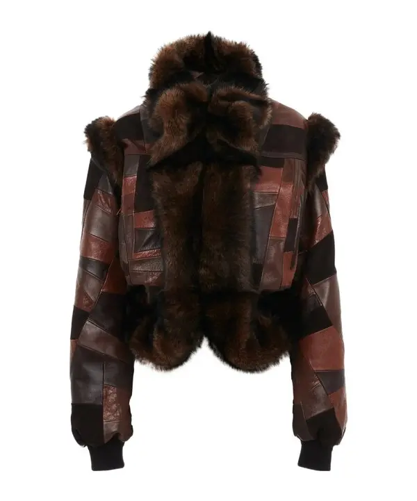 Chloé Short Patchwork Detailed Bomber Jacket - Yuanfang Brown