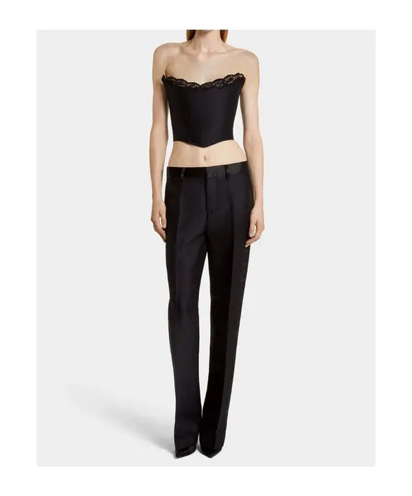 Dsquared2 Paris Corset Top With Beaded Lace Trim