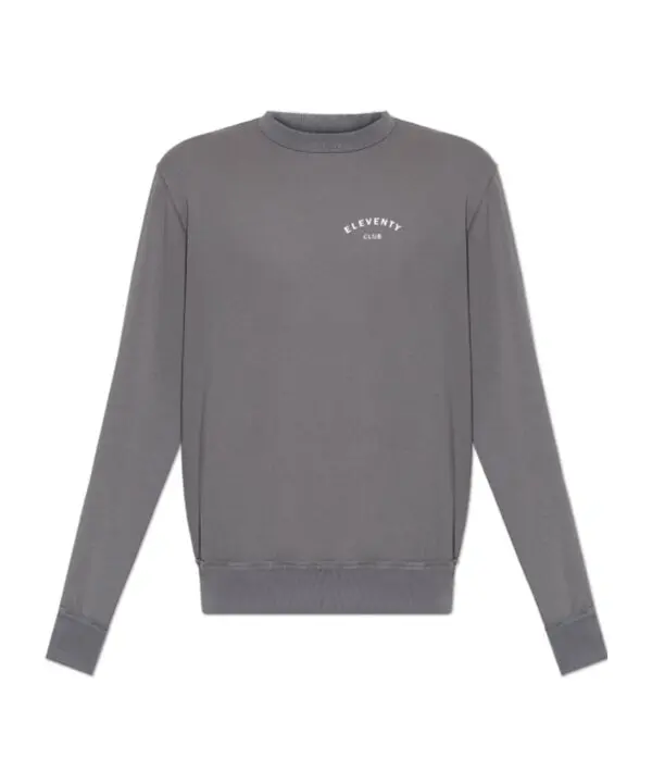 Eleventy Logo Crewneck Sweatshirt - Gray