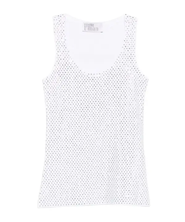Giuseppe Di Morabito Crystal Embellished Sleeveless Tank Top - White