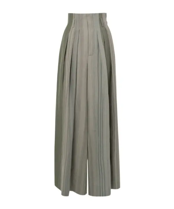 VIVIENNE WESTWOOD Striped Bag Trousers - Sage Camel