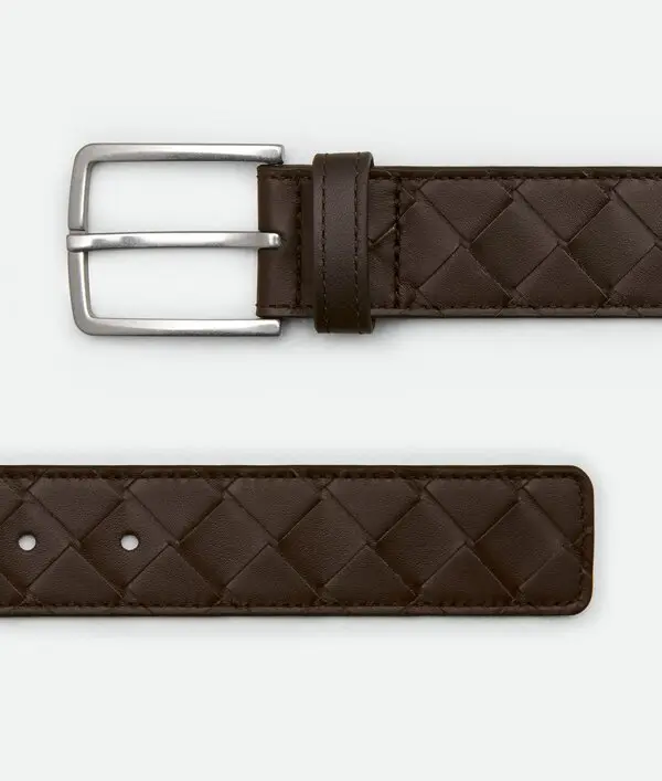 Bottega Veneta Intrecciato Leather Belt - Dark Brown