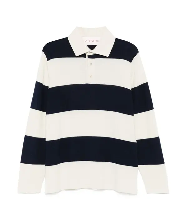 Valentino Garavani Striped Long Sleeve Polo Shirt - No
