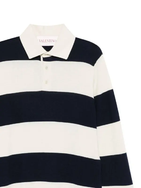 Valentino Garavani Striped Long Sleeve Polo Shirt - No