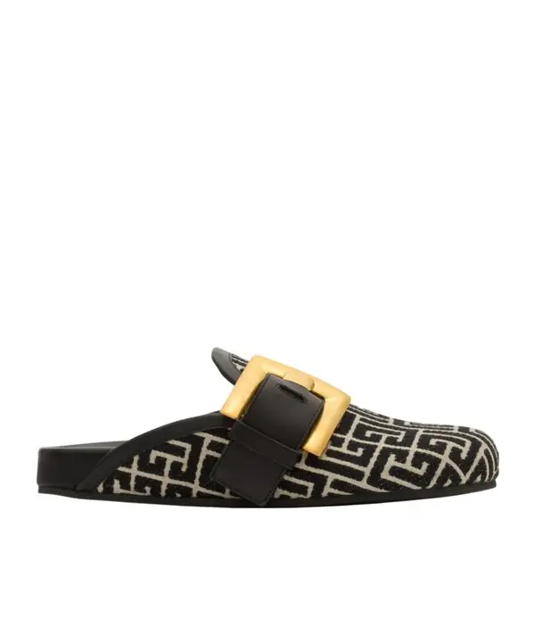 Balmain Jacquard Anthem Mules - Black