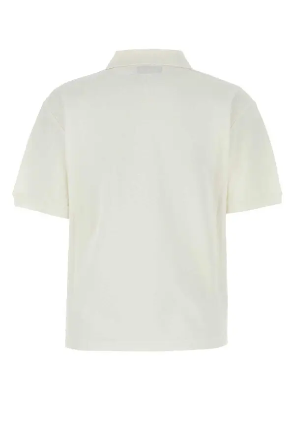 Miu Miu Short-sleeved Polo Shirt With Embroidered Logo - White