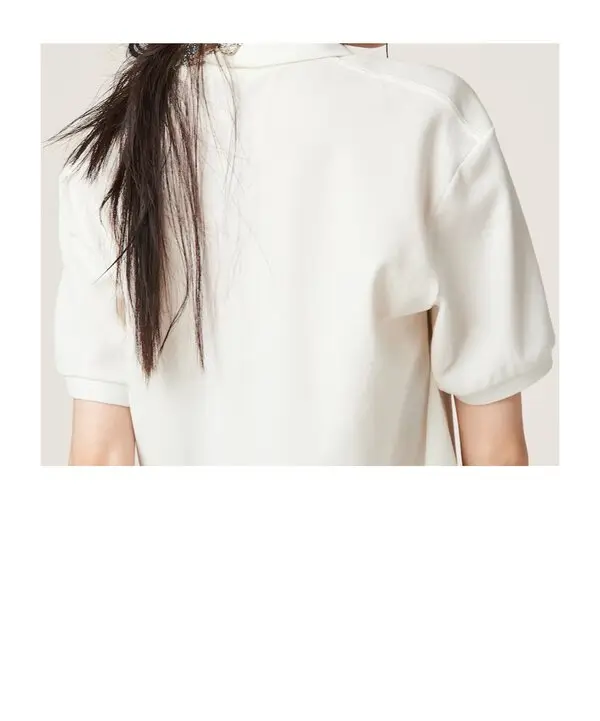 Miu Miu Short-sleeved Polo Shirt With Embroidered Logo - White