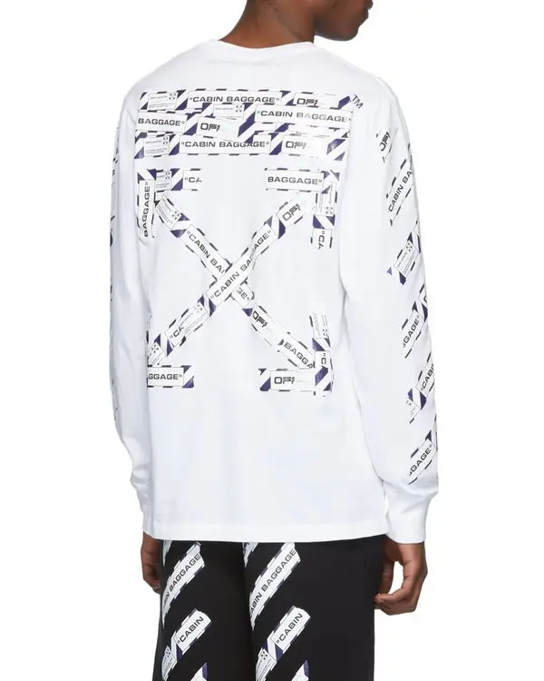 Off-White Logo Printed Long-sleeved T-shirt - White