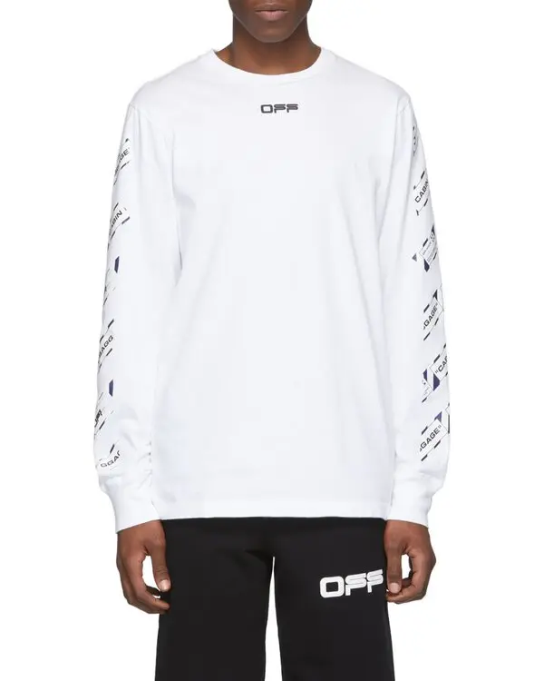 Off-White Logo Printed Long-sleeved T-shirt - White