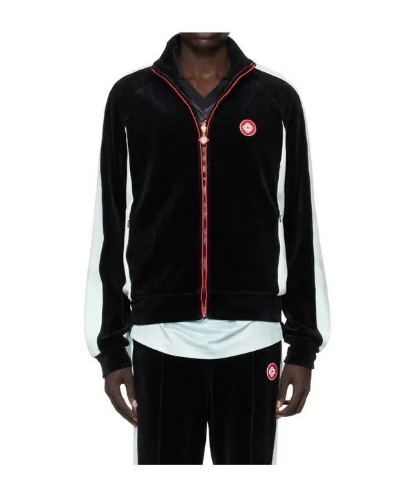 Casablanca Chenille Zip Up Sweatshirt - Black