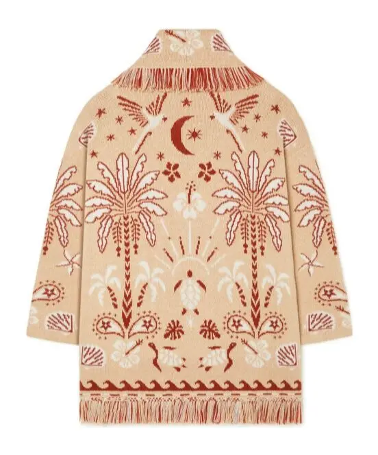 Alanui Bandana Jacquard Belted Cardigan - Nude